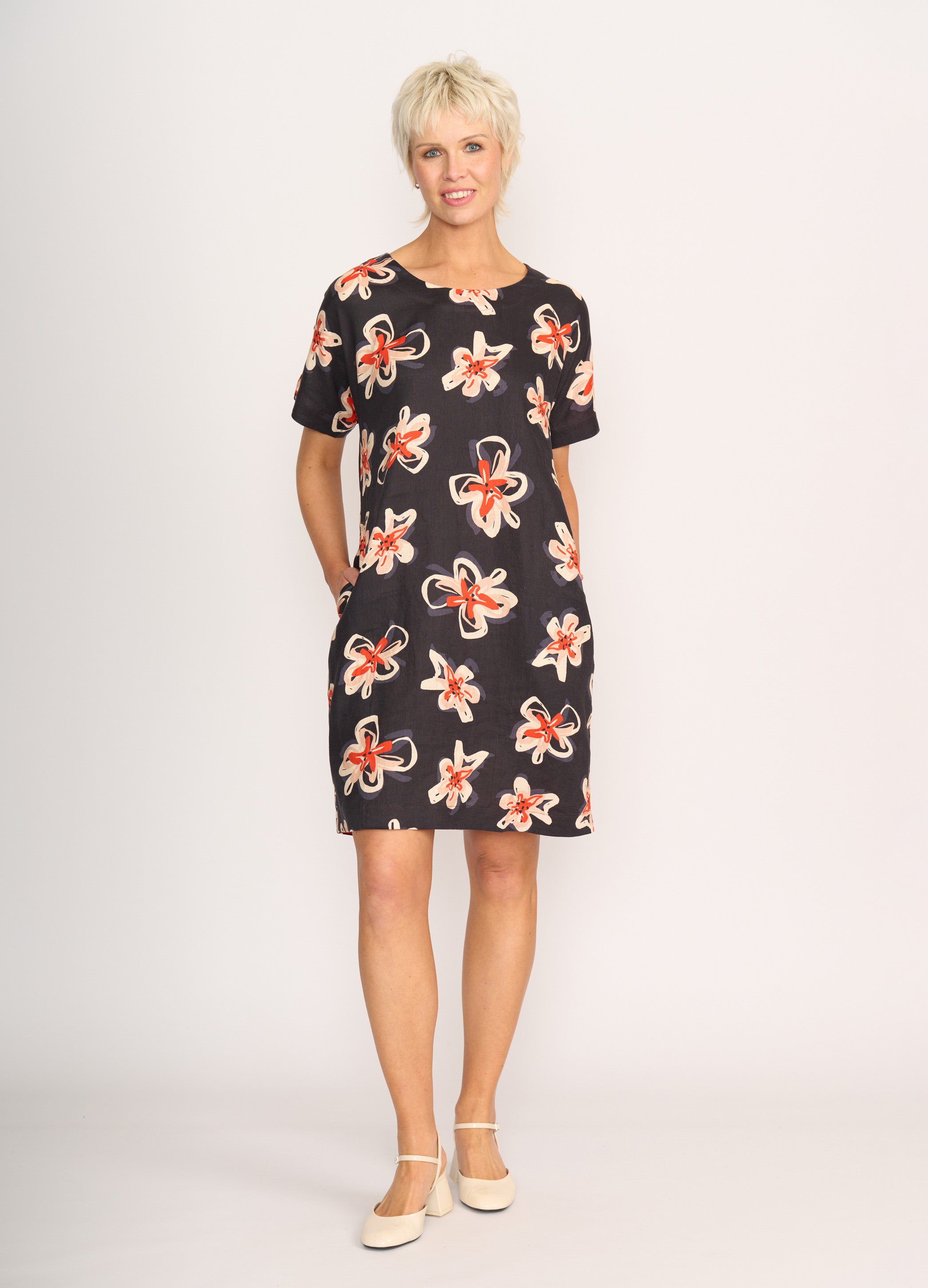 Contrast Facing Shift Dress – Apt Collections